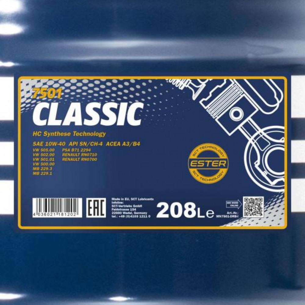 MANNOL CLASSIC 10W-40 208 liter
